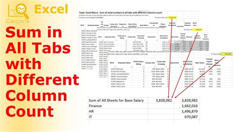 Sum Multiple Sheets With Different Column Count Macro For Beginner