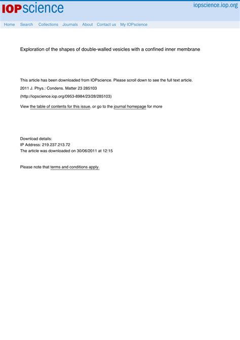 Pdf Exploration Of The Shapes Of Double Walled Vesicles With A