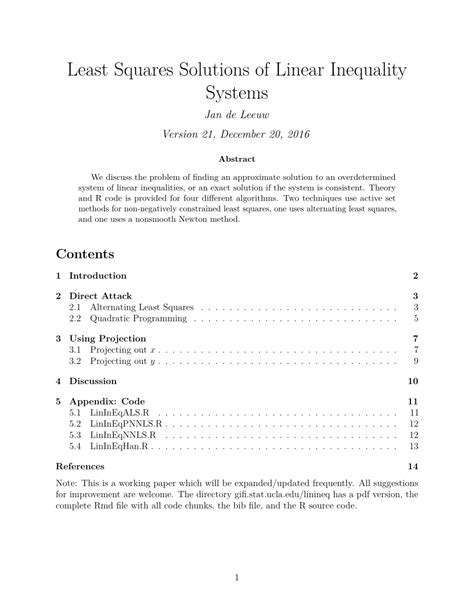 pdf least squares solutions of linear inequality systems