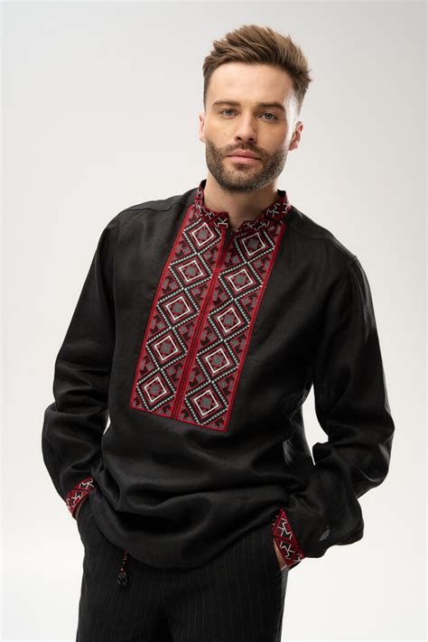 Чоловіча вишиванка Сила чорна з червоним купити в Україні ціна відгуки Verynje