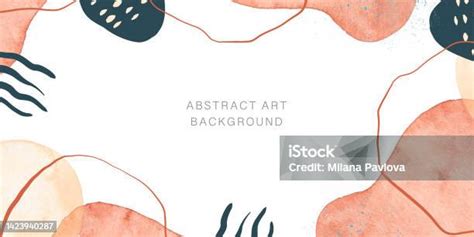 수채화 얼룩 들쭉날쭉한 모양 물결 모양의 선이있는 추상적 인 현대 미술 배경 낙서 손으로 그렸다 개념에 대한 스톡 벡터 아트 및 기타 이미지 Istock