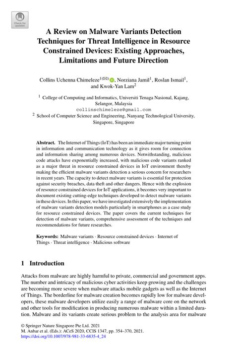 Pdf A Review On Malware Variants Detection Techniques For Threat
