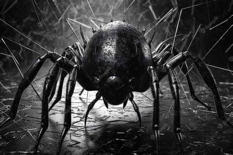 Premium Ai Image Rendering Of A Black Spider In The Dark With Spider Web