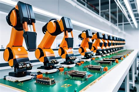 Premium Photo Advanced High Precision Robot Arms On Fully Automated Pcb Assembly