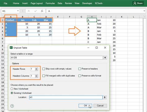 How To Unpivot Excel Crosstab Table To A Flat List User Guide Xltools
