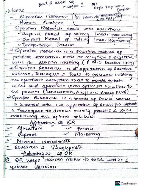 Csc 311 Formerly Operation Research Note Pdf