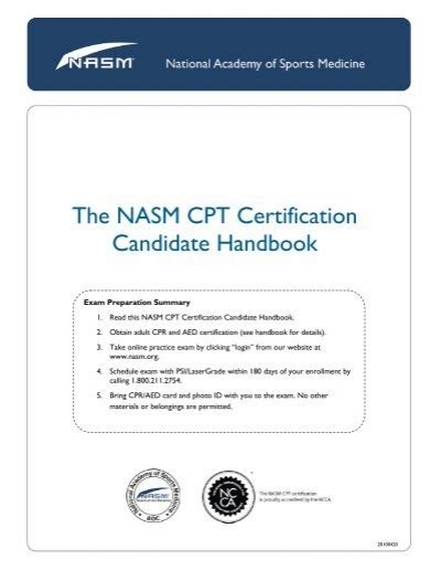 The NASM CPT Certification Candidate Handbook Personal