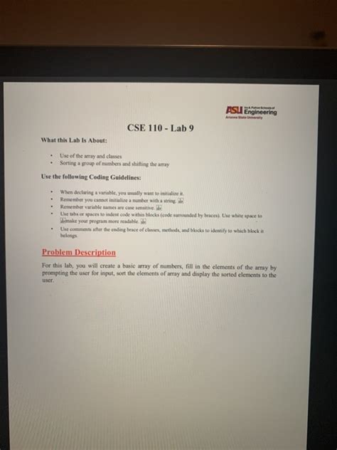 Solved ASU Engineering Ae State Uvety An CSE 110 Lab 9 What Chegg