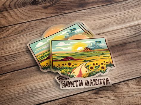 North Dakota Sticker Pack Sunflower Field Stickers Travel Lake