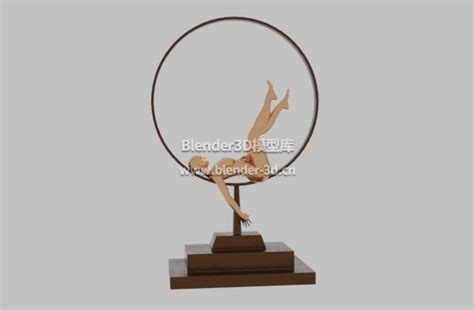 Blender 圆环女性黄铜雕塑3d模型素材资源免费下载 Blender3d模型库