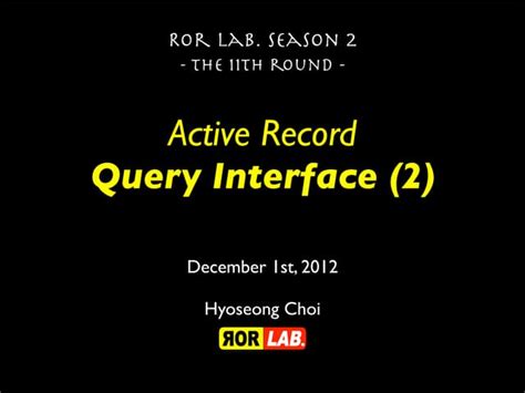 Activerecord Query Interface 2 Season 2 Ppt