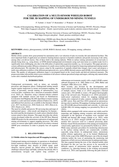 Pdf Calibration Of A Multi Sensor Wheeled Robot For The 3d Mapping Of Underground Mining Tunnels