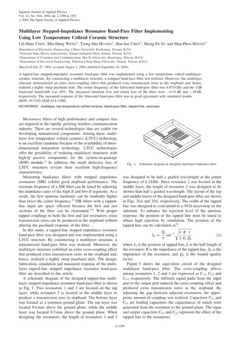 Pdf Multilayer Stepped Impedance Resonator Bandpass Filter Implementing Using Low Temperature