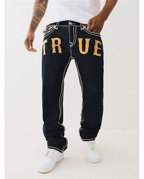 True Religion Ricky Rope Stitch Western Straight Jean In Blue For Men