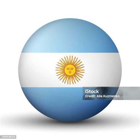 아르헨티나의 국기와 유리 빛 공 둥근 구 템플릿 아이콘 아르헨티나 국가 상징 흰색 배경에 강조 표시된 광택 사실적 공 3d 추상 벡터 일러스트레이션 큰 거품 3차원 형태에