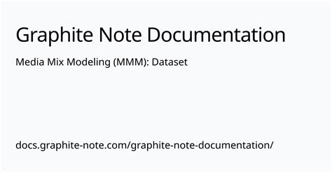 Media Mix Modeling Mmm Dataset Graphite Note Documentation
