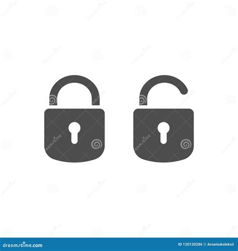 Flat Padlock Icons Lock And Unlock Concept Password Blocking