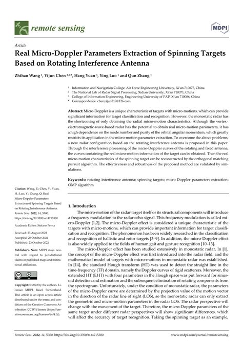 Pdf Real Micro Doppler Parameters Extraction Of Spinning Targets Based On Rotating