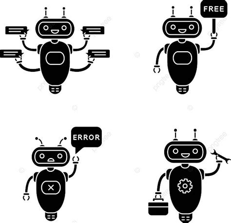 Chatbots Glyph Icons Set Shadow Glyph Black Vector Shadow Glyph Black Png And Vector With