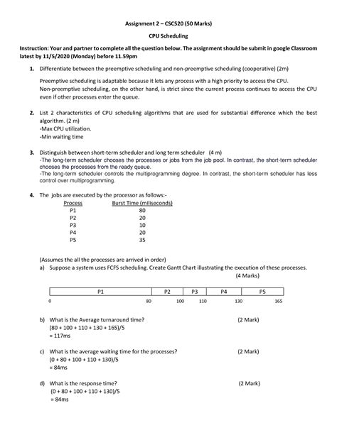 csc520 assignment 2 cpu schedulling assignment 2 csc520 5 0 marks cpu scheduling
