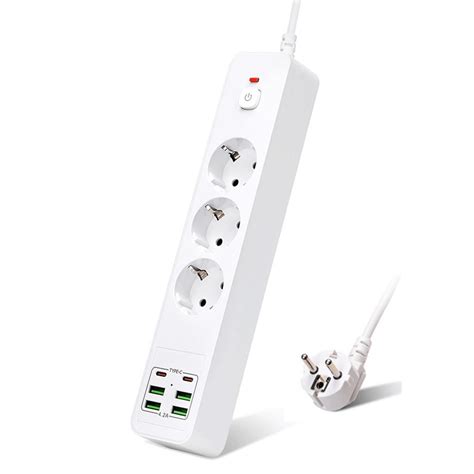 Vbnmk With Multi Usb Socket Switchplug Strip With Overload Protection 3ac Plug Extension 2m