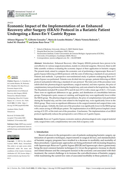 Pdf Economic Impact Of The Implementation Of An Enhanced Recovery After Surgery Eras