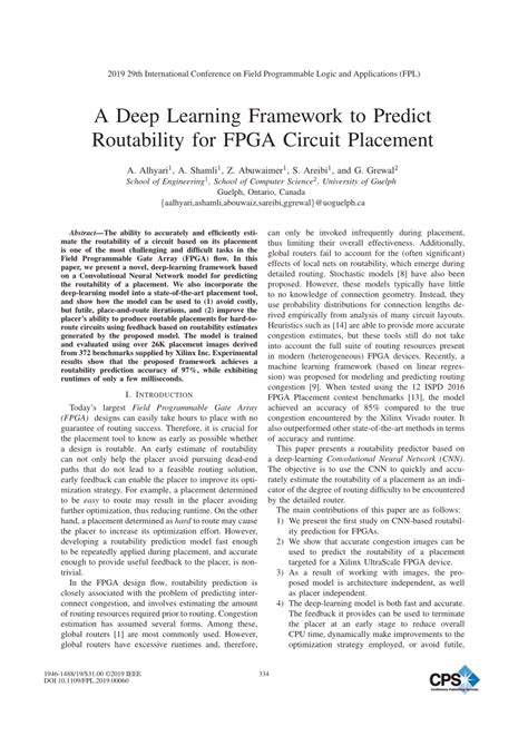 Pdf A Deep Learning Framework To Predict Routability For Fpga Circuit