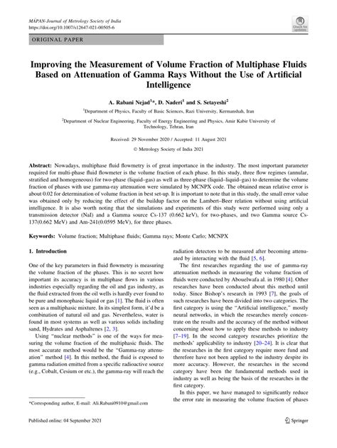 Pdf Improving The Measurement Of Volume Fraction Of Multiphase Fluids Based On Attenuation Of