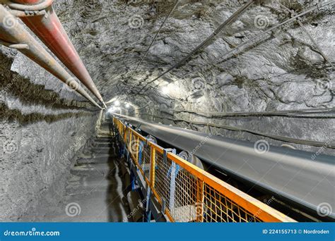 Underground Belt Conveyor For Transporting Ore To The Surface Stock Image Image Of Mineral