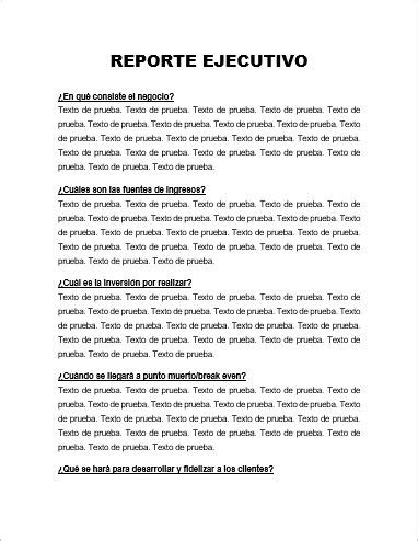 Reporte Ejecutivo Ejemplos Formatos Word Excel