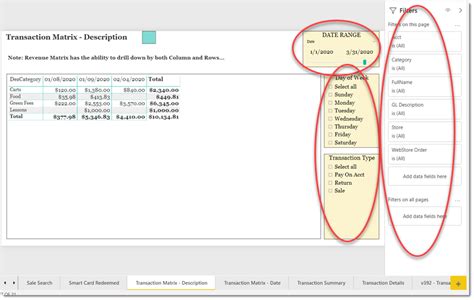 transaction matrix description and date