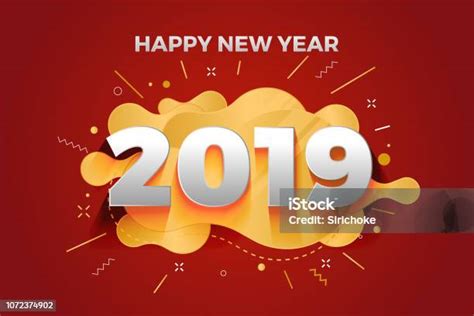 새 해 복 많이 받으세요 2019 추상 종이 잘라 인사말 카드 배경 디자인 벡터 일러스트 레이 션 12월 31일에 대한 스톡