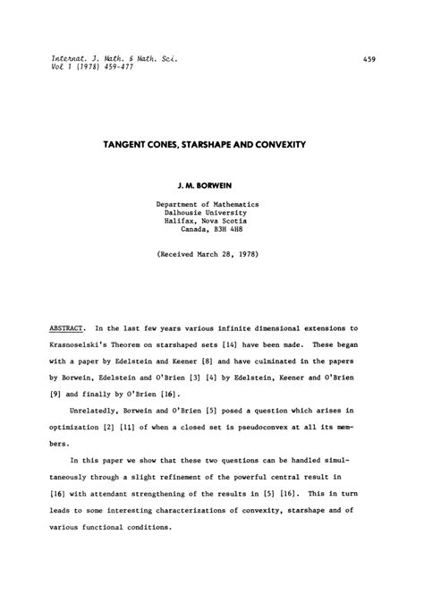 Pdf Tangent Cones Starshape And Convexity
