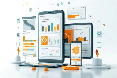 Mobile Marketing Visualization Screen Showing Website Optimization Process Stock Illustration