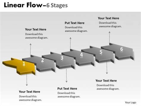 Ppt Theme Work Flow In Past Continuous Six Phase Organization Communication PowerPoint Image