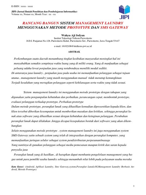 Rancang Bangun Sistem Management Laundry Menggunakan Metode Prototype Dan Sms Gateway Pdf