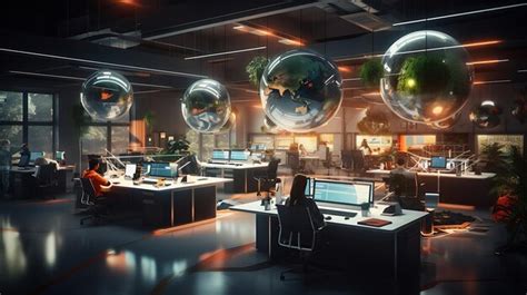 Premium Ai Image Futuristic Cybersecurity Workspace Featuring