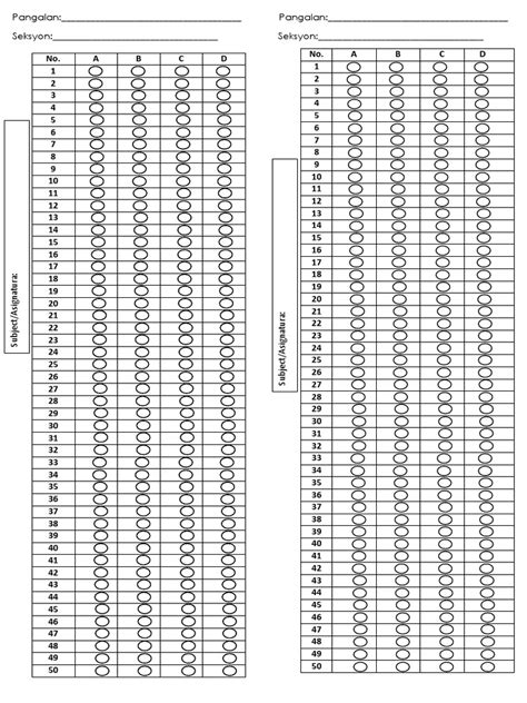 Answer Sheet Shading Pdf