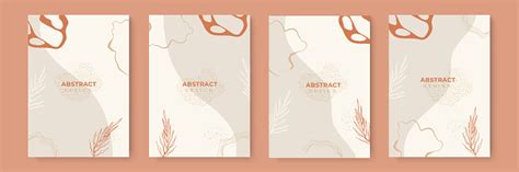 꽃 배경 세트 인사말 카드 또는 커버 프리젠 테이션 디자인 템플릿을위한 복사 공간이있는 최소한의 트렌디 한 스타일의 추상적 인 창조적 인 배경 어스 톤 컬러 소셜 미디어