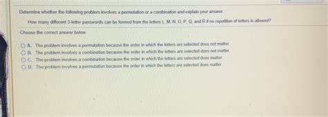 Solved Determine Whether The Following Problem Involves A