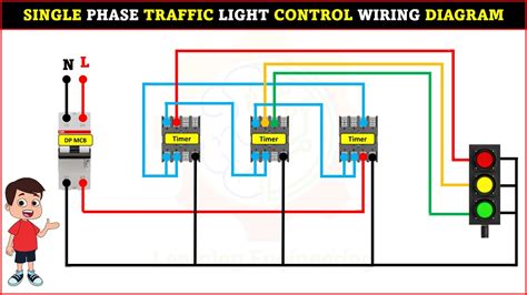 Single Phase Traffic Light Control Wiring Diagram Youtube