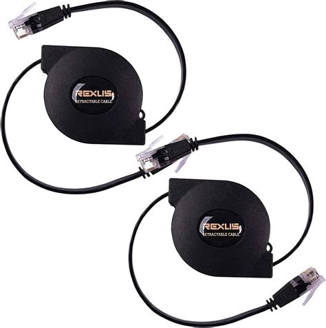 Amazon Com REXUS 2 Pack Retractable Cat 6 Flat Ethernet Network Cable 3 3 FT 10 Gigabit High