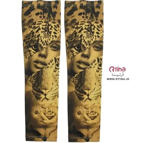 خرید و قیمت ساق دست طرح خالکوبی پسرانه مردانه ضخیم پارچه ای طرح پلنگ ترب