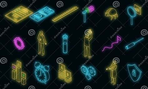 Testing Software Icons Set Vector Neon Stock Vector Illustration Of Methodology Code 255475365