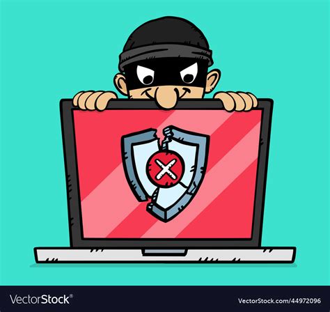 Cracked Antivirus Shield And A Hacker Royalty Free Vector