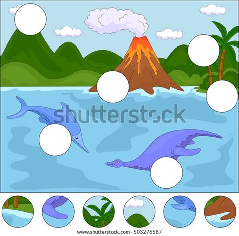 Funny Cute Ichthyosaurus Pliosaurus On Background Stock Vector Royalty