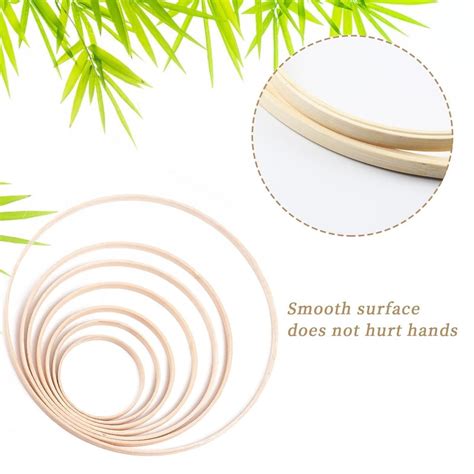 20 Pcs Wooden Hoops For Crafts Wooden Bamboo Floral Hoop Rings For