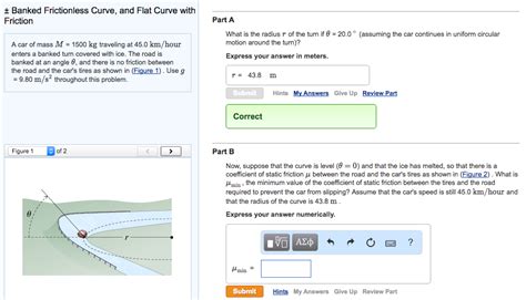solved t banked frictionless curve and flat curve with