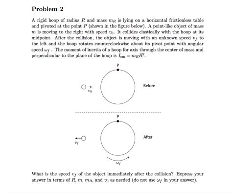 Solved Problem 2 A Rigid Hoop Of Radius R And Mass Mr Is