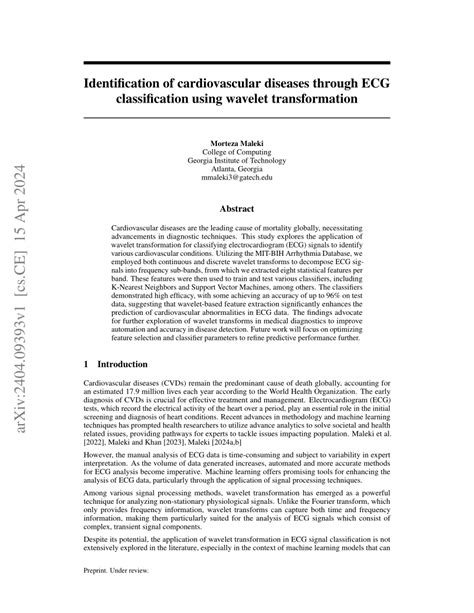 Pdf Identification Of Cardiovascular Diseases Through Ecg